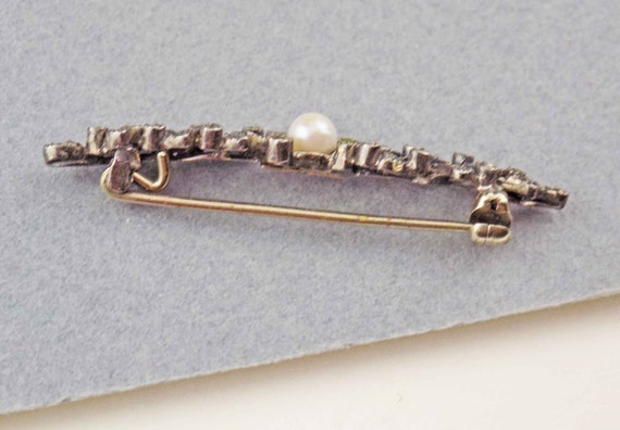 Judith Jack Sterling Victorian Style Bar Pin With Mar… - Gem