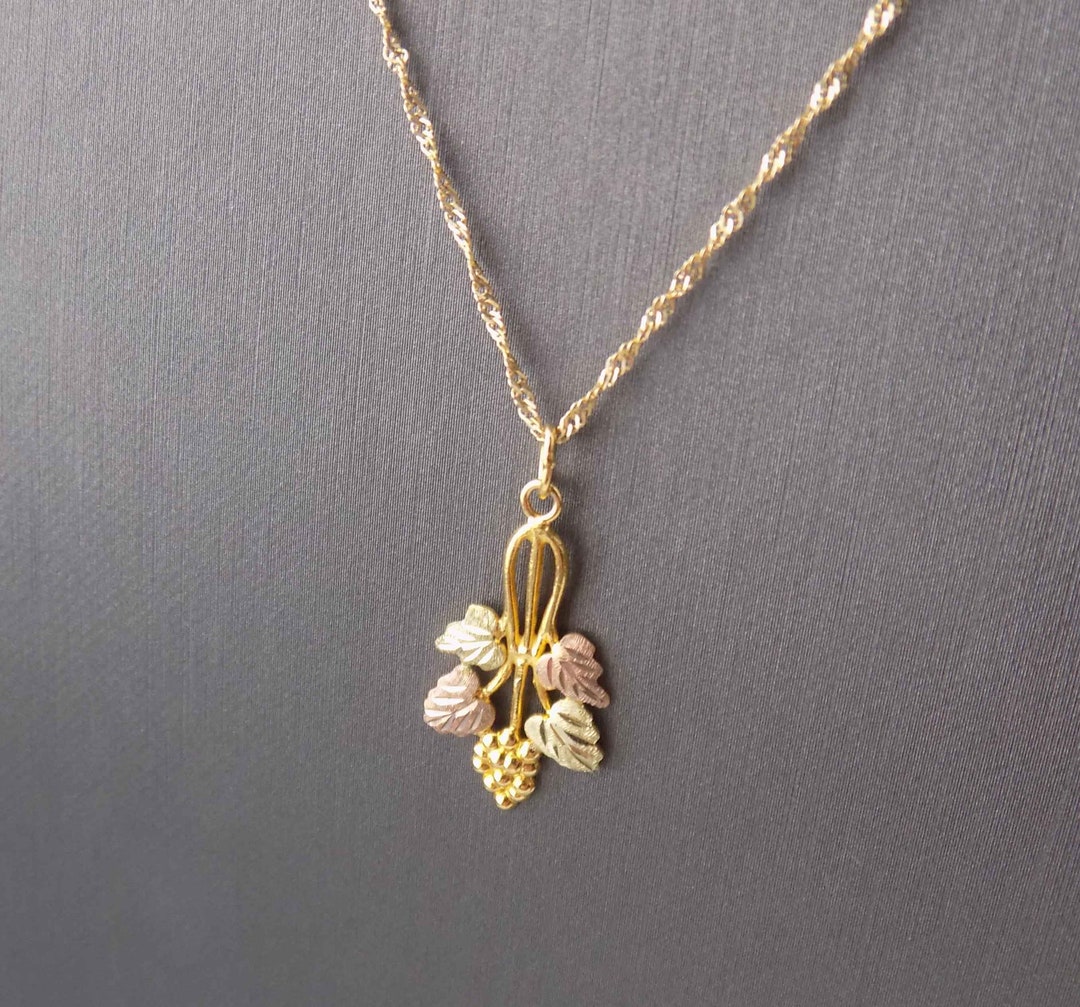 Landstrom 10K/12K Tri Color Solid Gold Pendant Necklace, Graceful, 16 ...