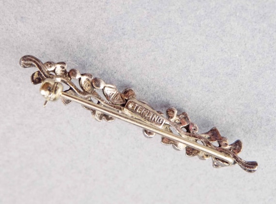 Judith Jack Sterling Victorian Style Bar Pin With Mar… - Gem