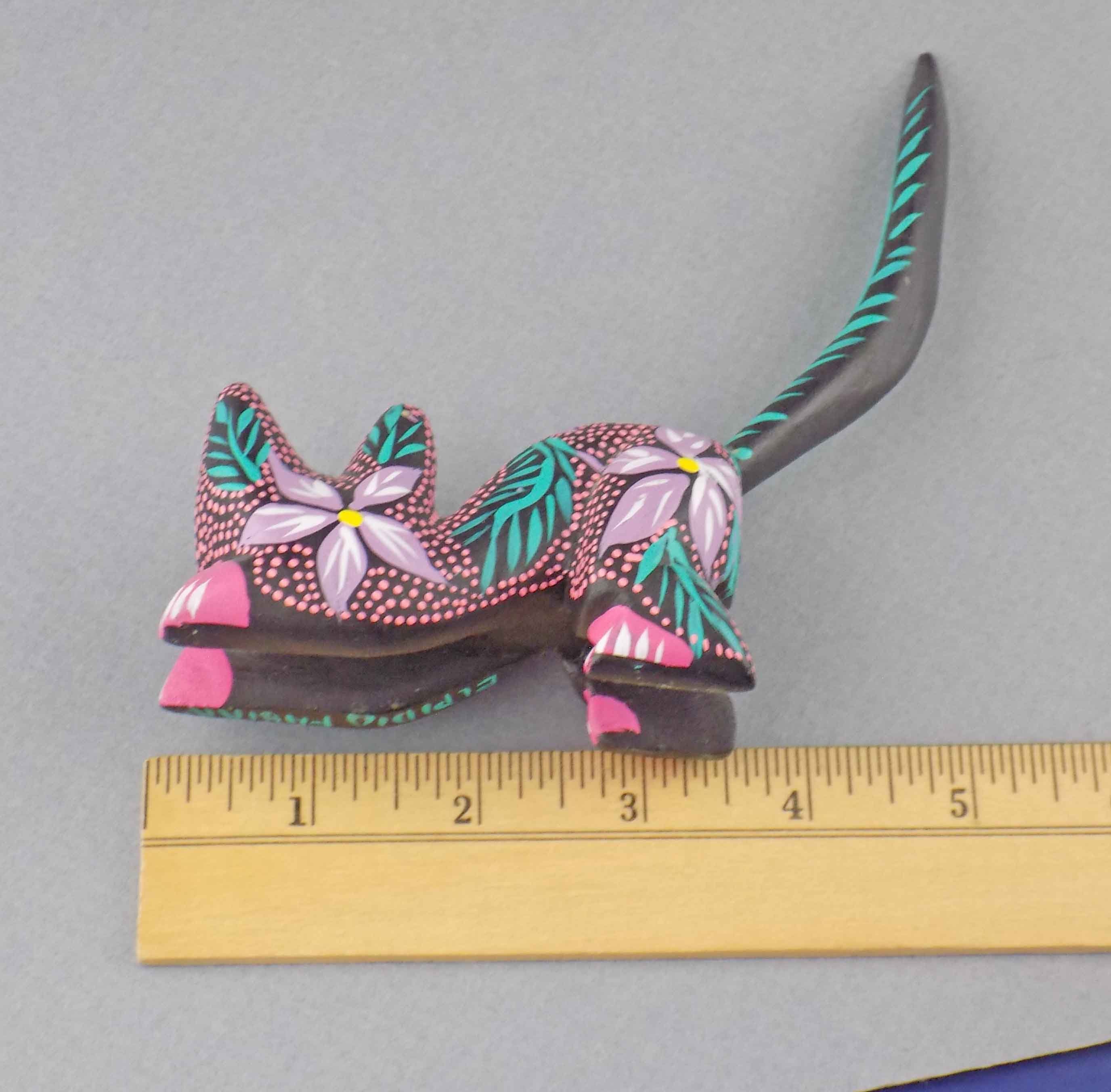 Vintage Alebrije Cat Figurine Mexico Painted Wood Fierce Feline Folk ...