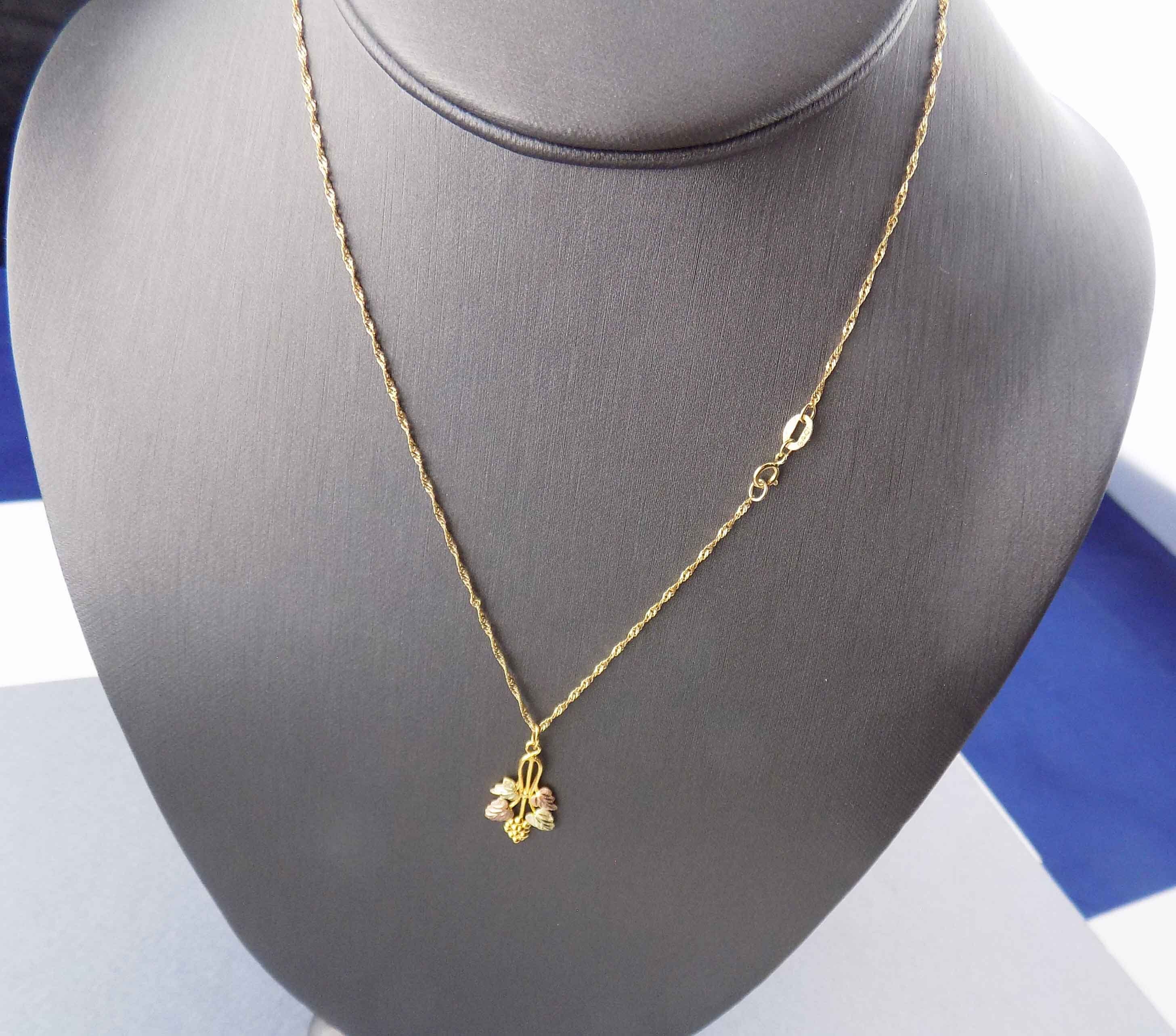 Landstrom 10K/12K Tri Color Solid Gold Pendant Necklace, Graceful, 16 ...