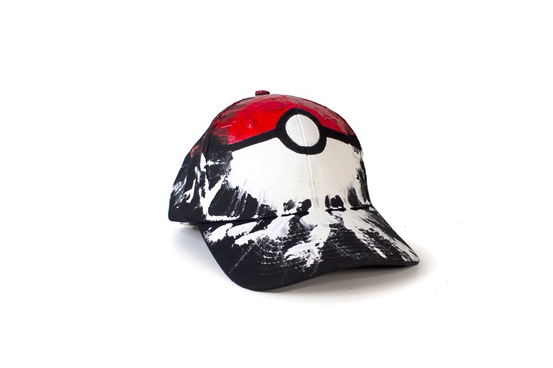 Pokeball Custom Hand Painted Hat Pokemon Trainer Master - Etsy
