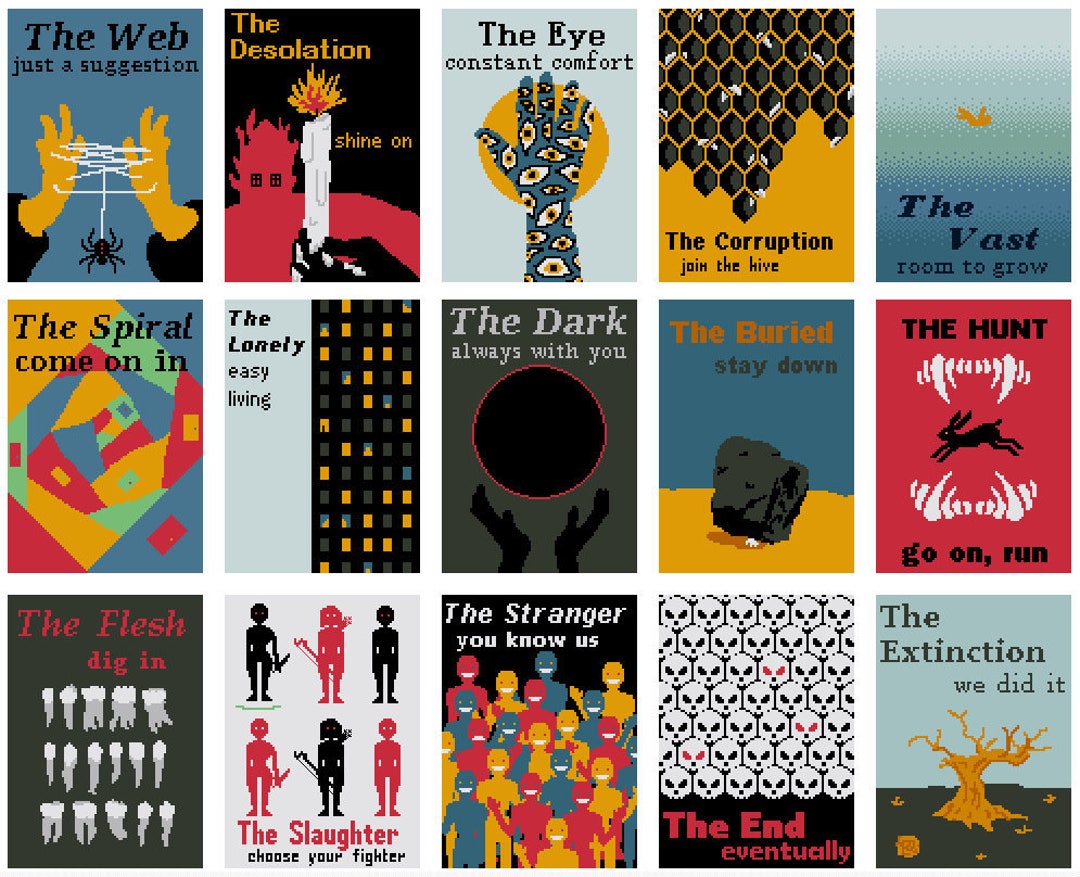 Horror Entities Cross Stitch Pattern Full Spread Pulp Fiction Covers - Etsy