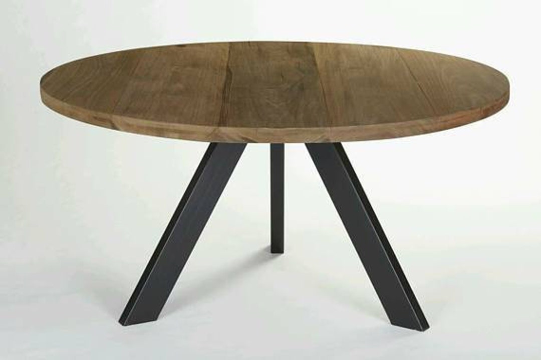 Industrial Modern Round Dining Table, Tripod Steel Base - Etsy