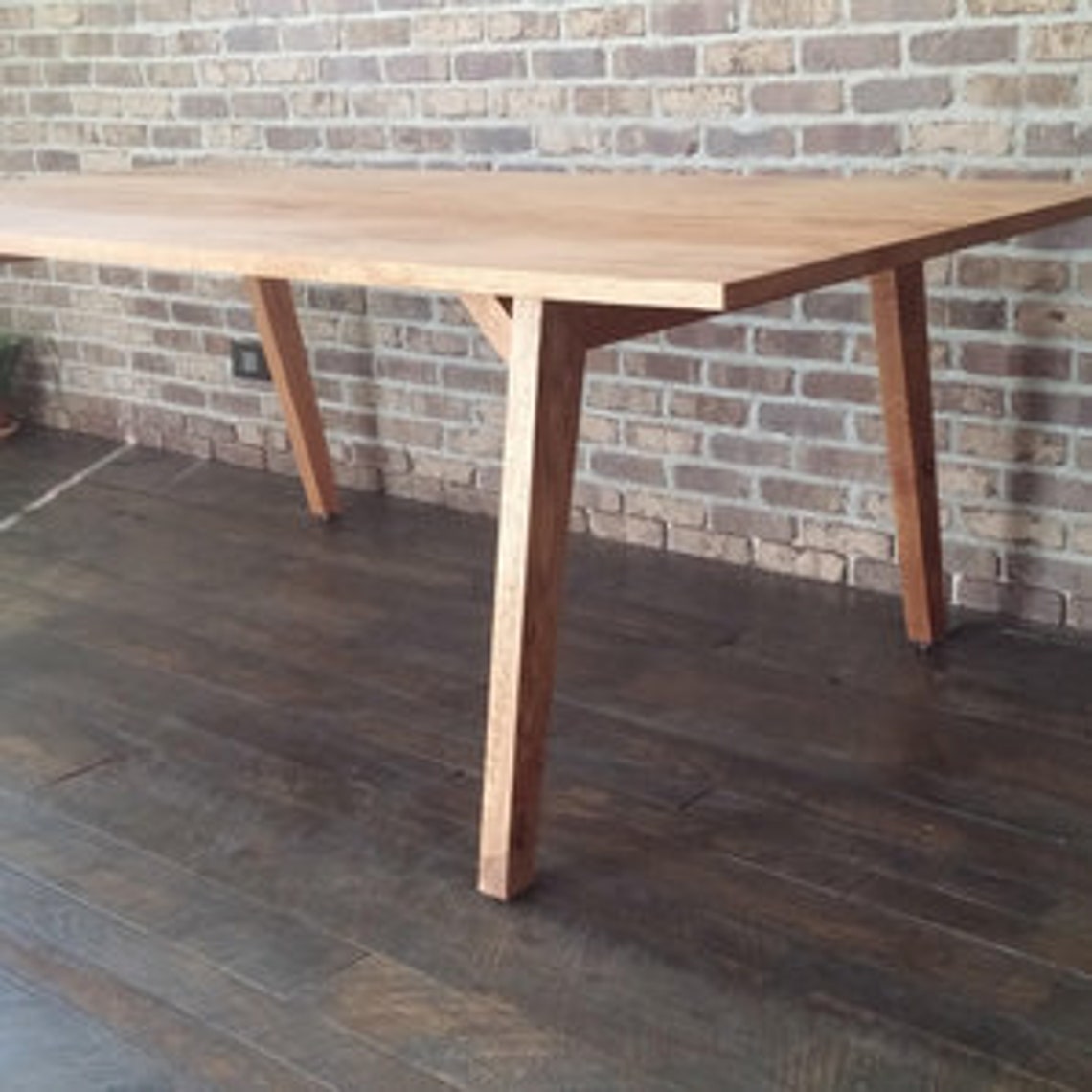Mid Century Modern Dining Table, Solid Oak, Tapered Legs - Etsy
