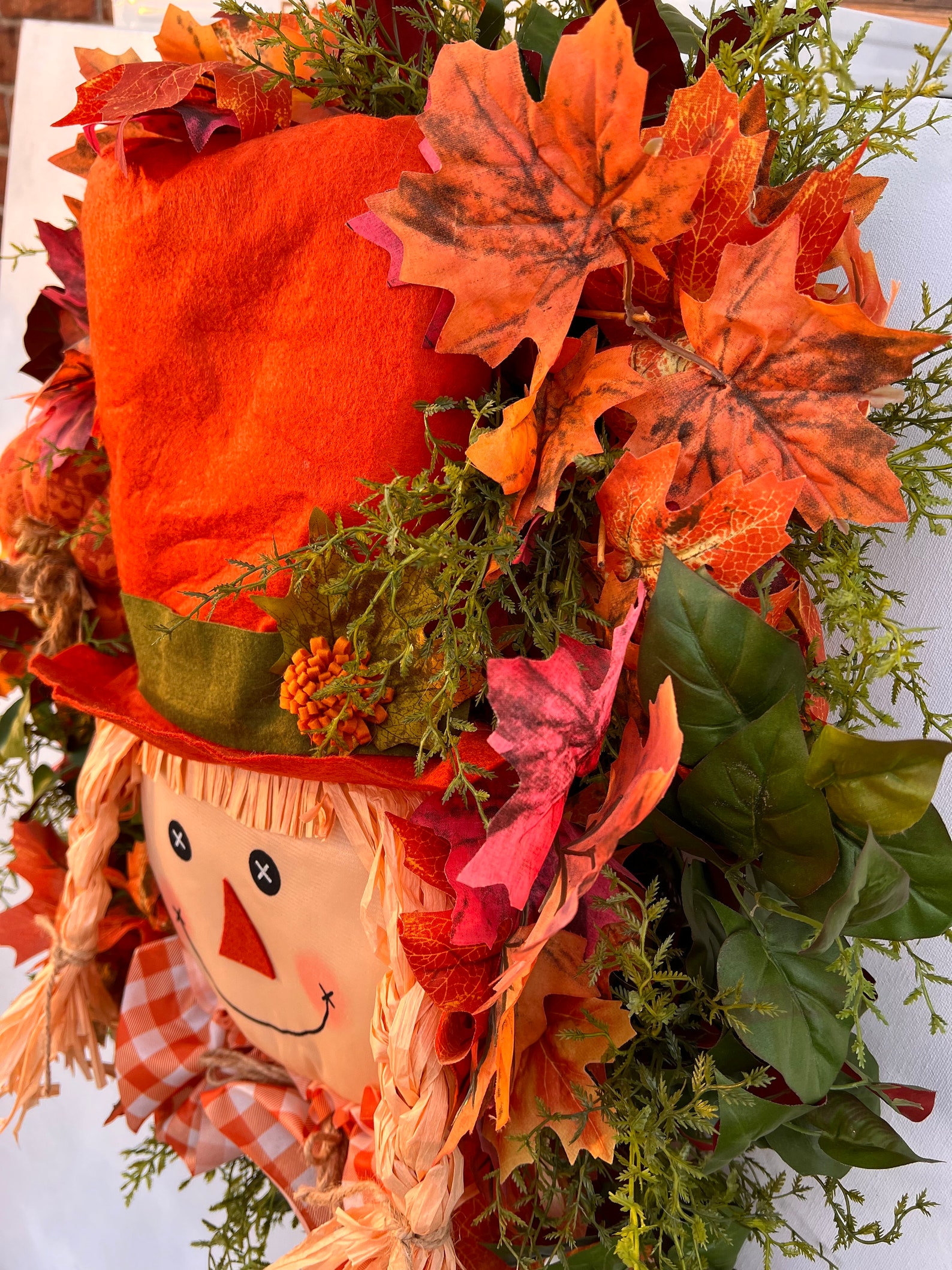 Scarecrow Fall Leaves Rake Wreath, Scarecrow Front Door Wreath, Pumpkin ...