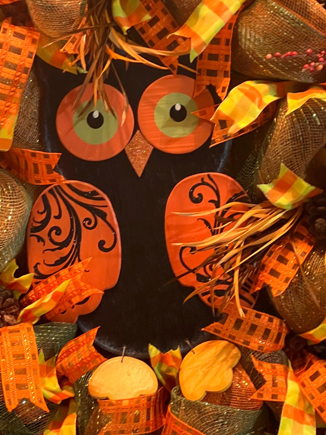 Fall Owl Thanksgiving Holiday Front Door Wreath, Fall Door Decor ...