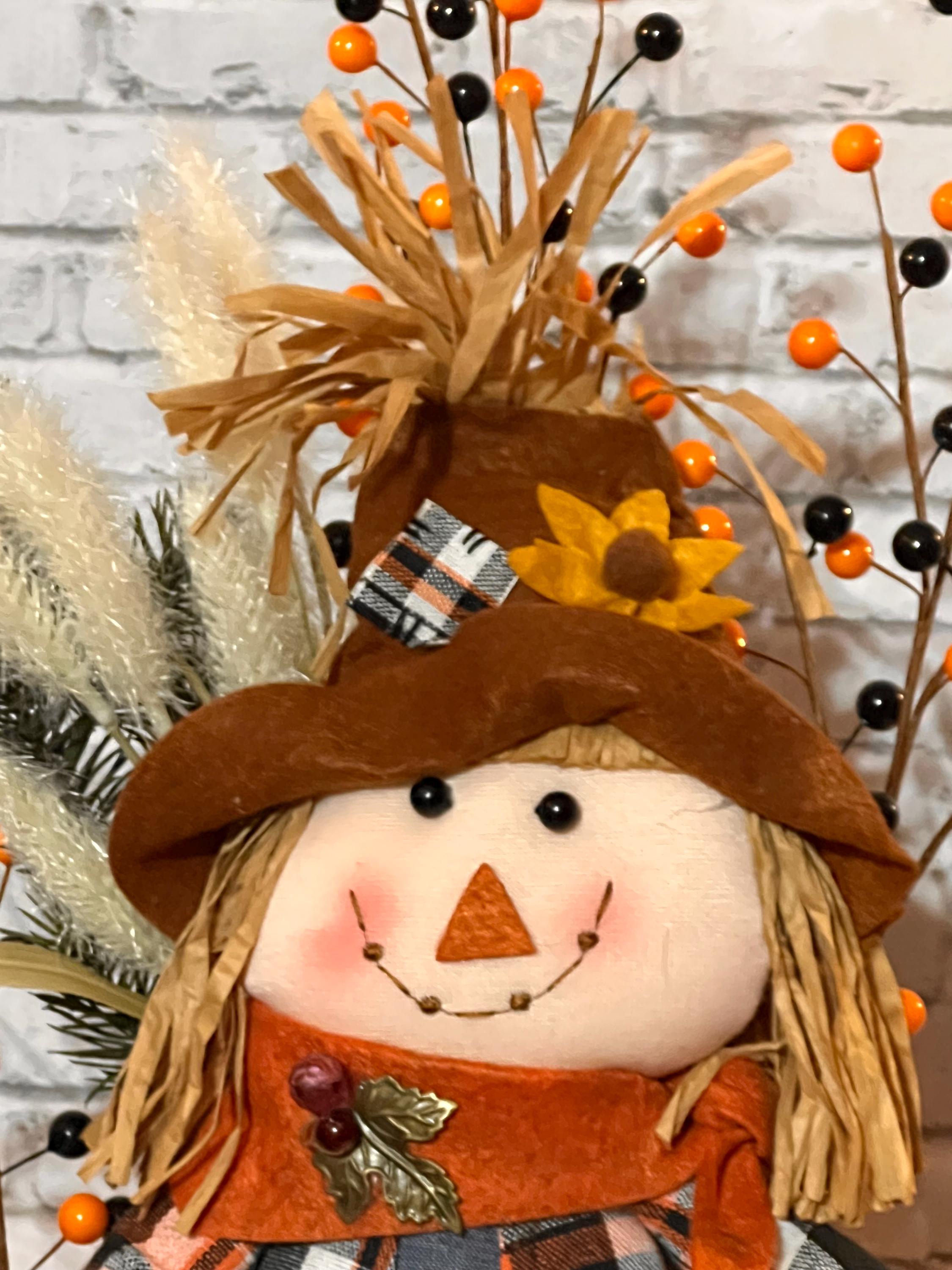 Scarecrow and Pumpkin Harvest Centerpiece, Fall Office Decor, Fall Desk ...