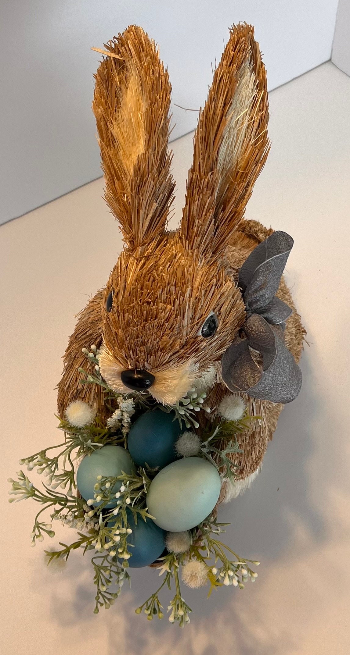 Sisal Rabbit With Egg Basket, Rabbit Table Decor, Blue Egg Easter ...