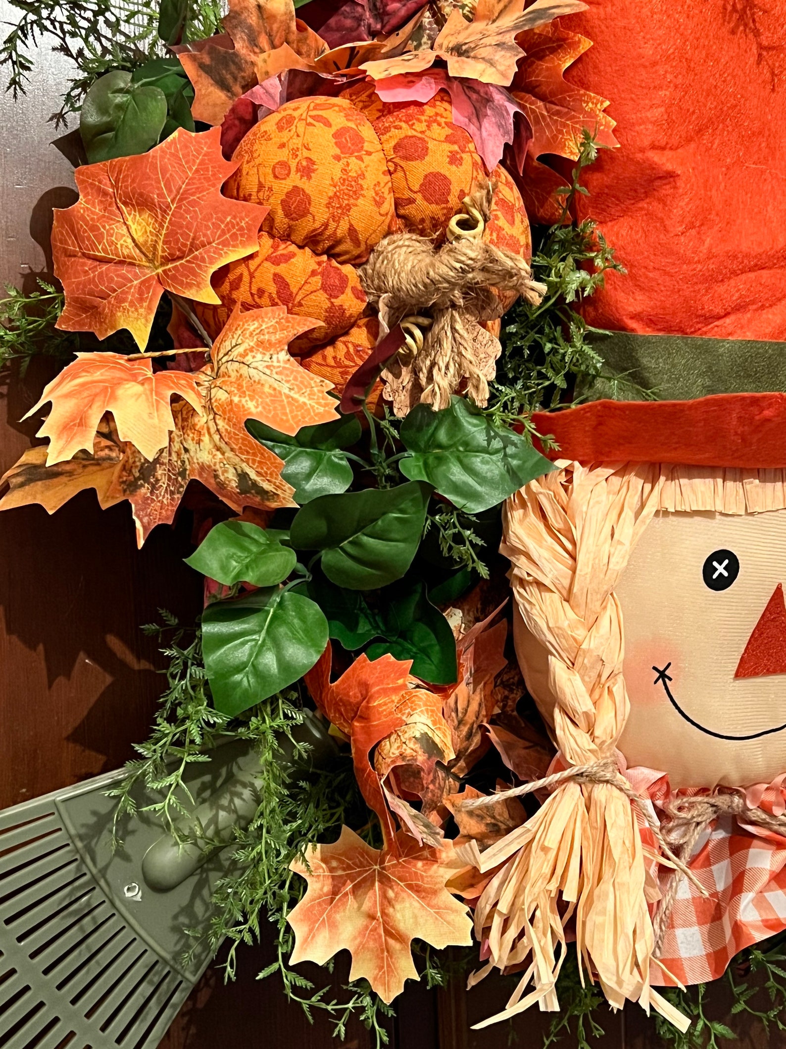 Scarecrow Fall Leaves Rake Wreath, Scarecrow Front Door Wreath, Pumpkin ...