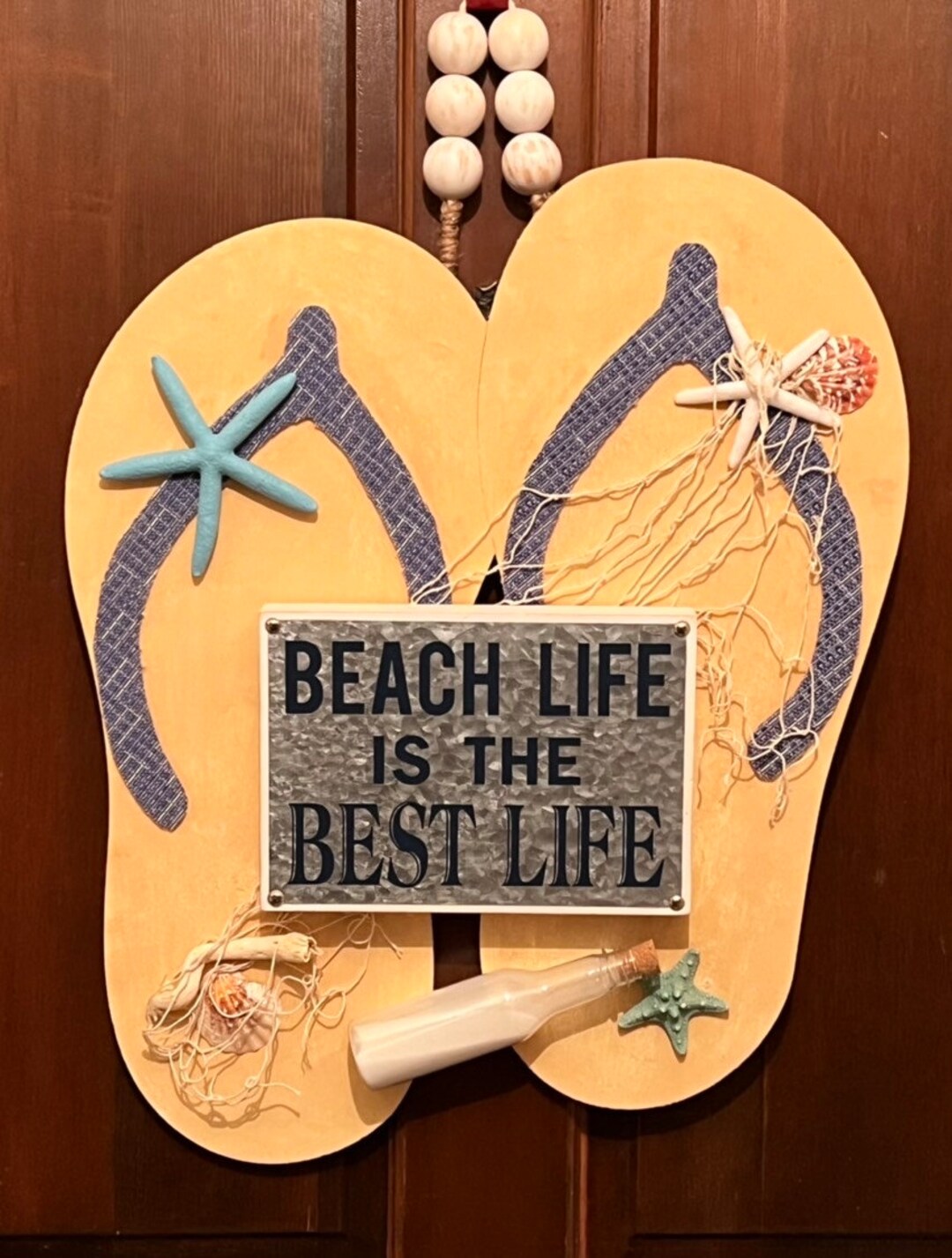 Beach Summer Flip Flop Door Sign, Beach Life is the Best Life Sign ...