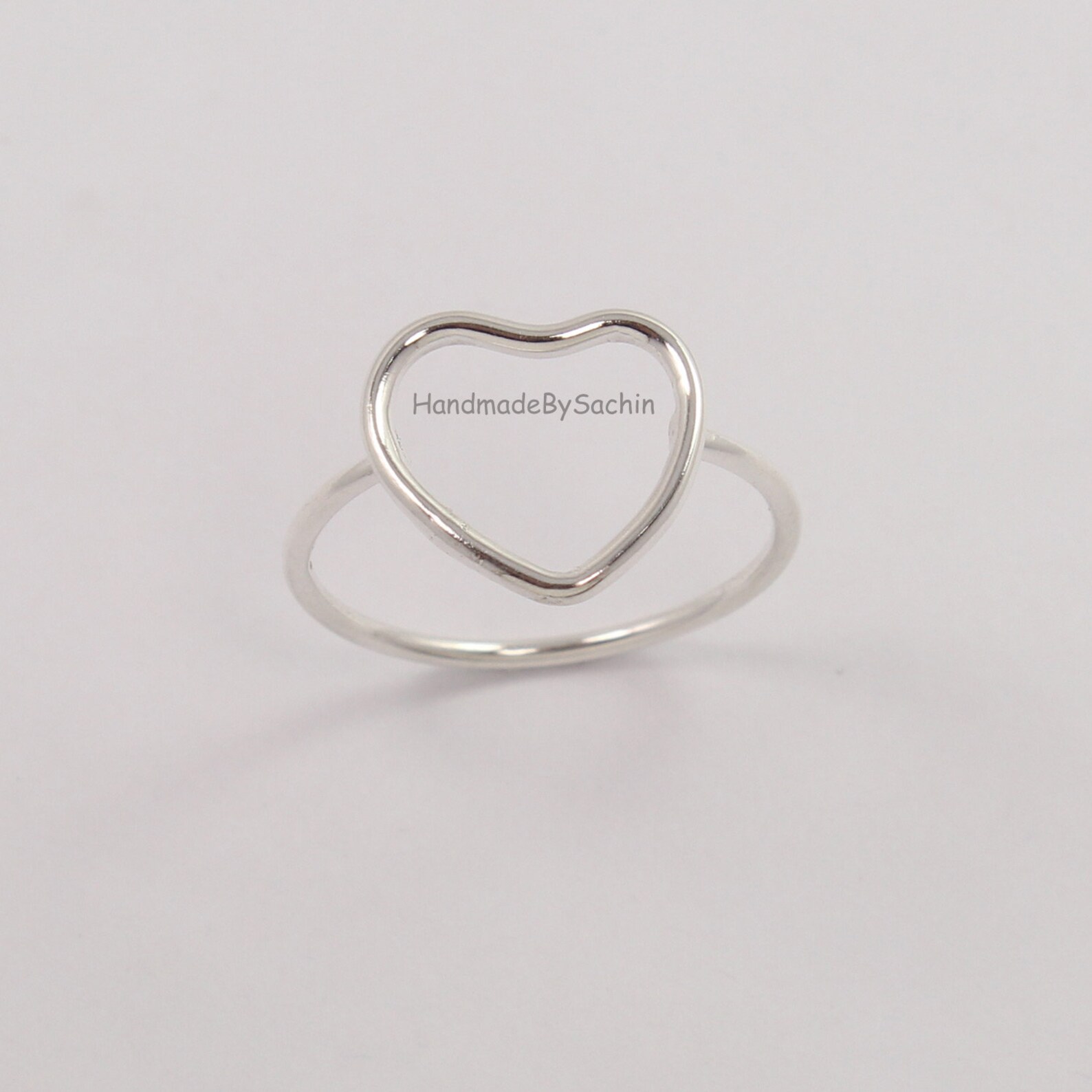 Anillo de corazón de amor hecho a mano anillo liso de corazón - Etsy España