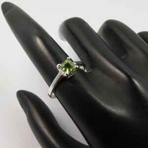Natural Raw Square Cut Peridot Ring, Peridot Ring in Sterling Silver ...