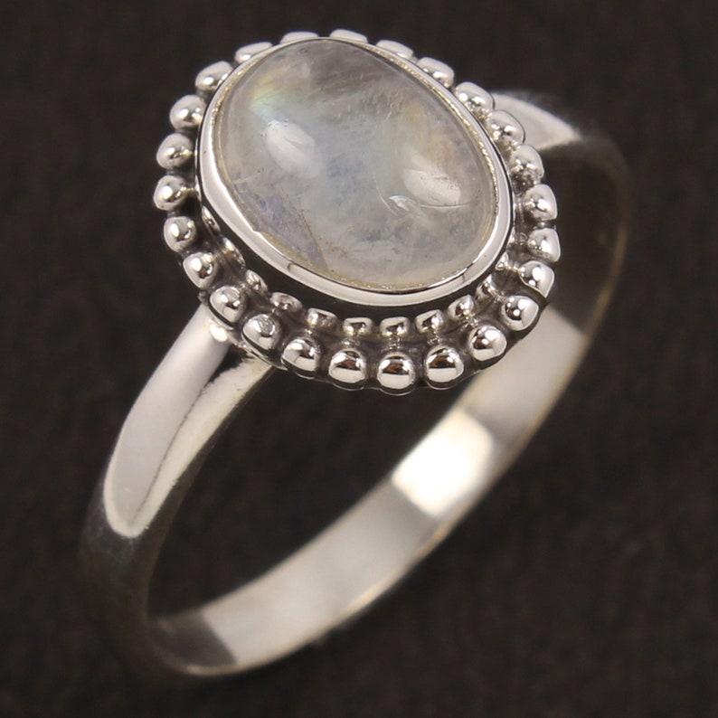 Genuine moonstone ring Bezal Setting 925 sterling silver | Etsy