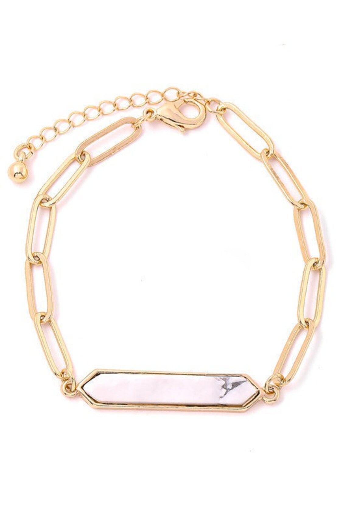 Marble Stone Chain Link Bracelet - Etsy UK