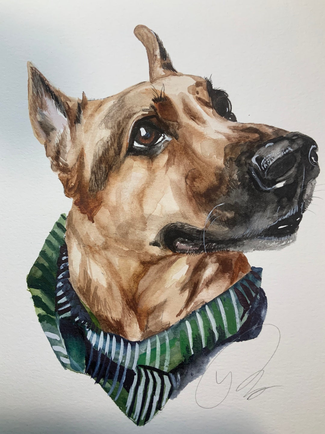 Original Art Hand Painted Watercolor Dog - Etsy