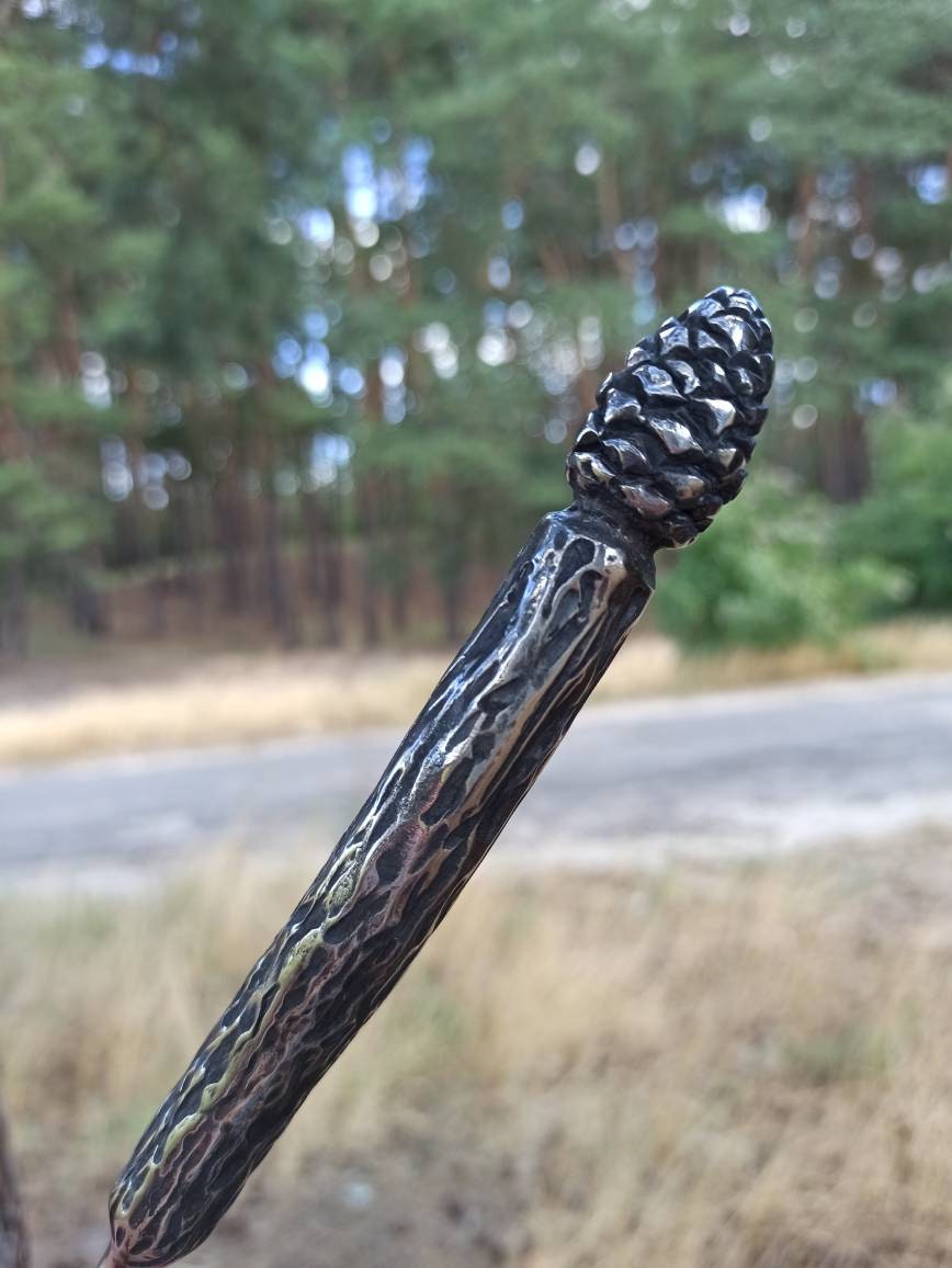 Pine Cone Hand Forged Fire Poker for Grill, Fireplace, BBQ, Fire Pit ...