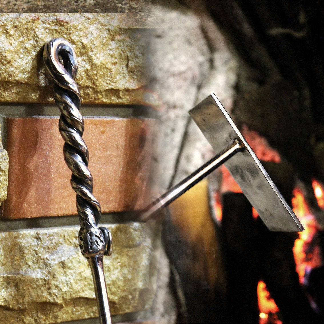 Hand Forged Fire Poker Vine for grill fireplace | Etsy