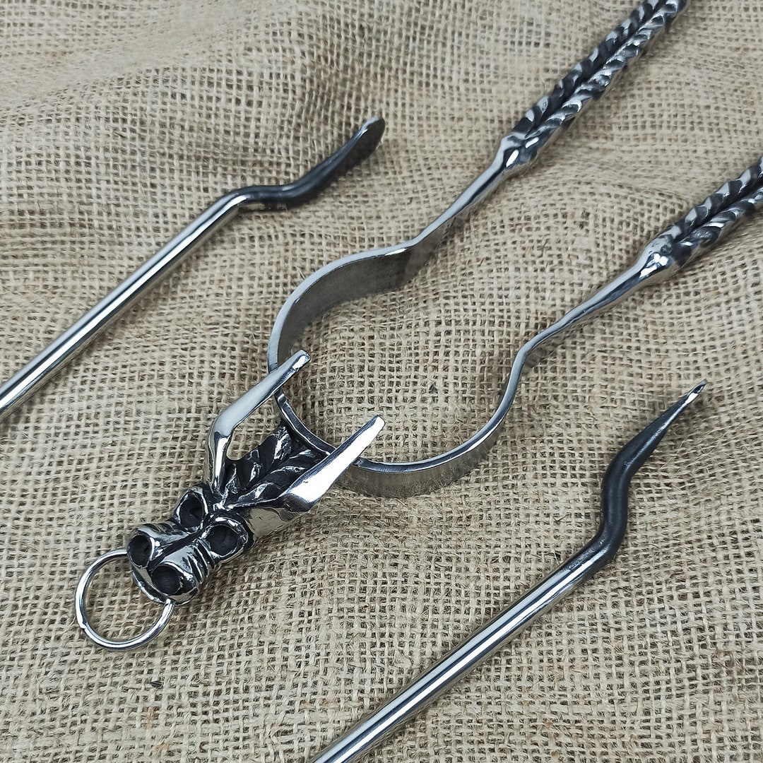 Dragon Head Forged French Fire Pit Tongs, Stainless Charcoal Fire Tongs ...