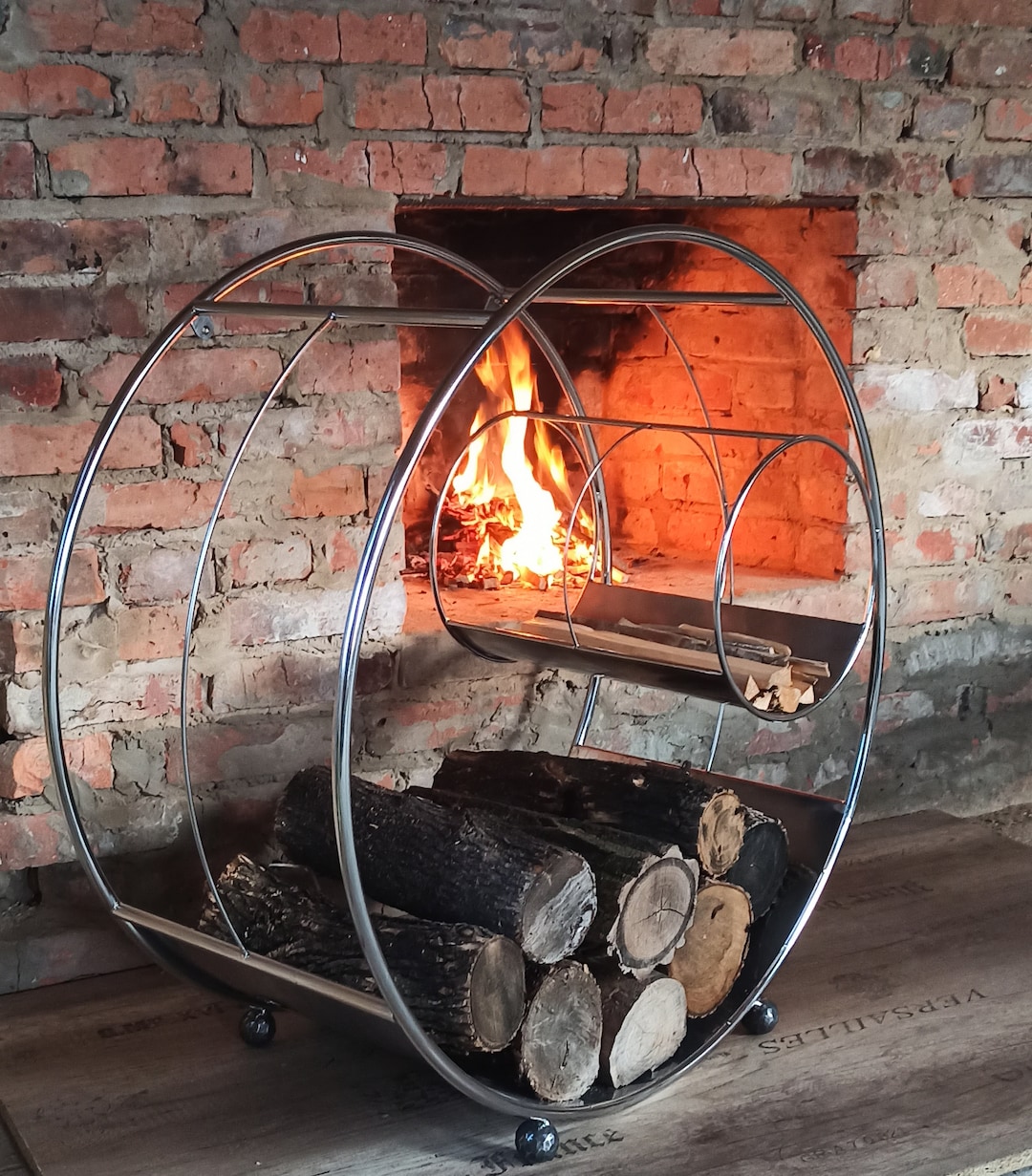 Large Circle - Stainless Steel Log Holder, Industrial Firewood Storage ...