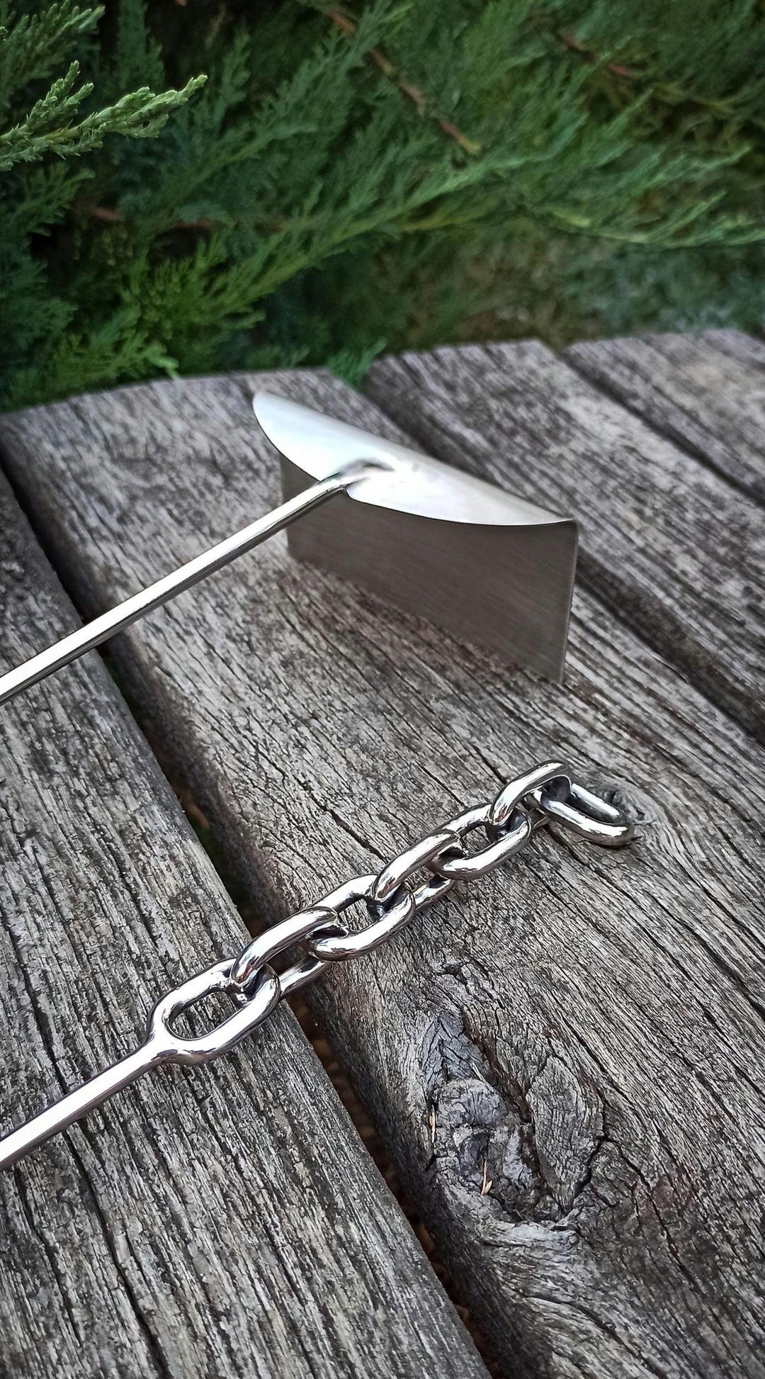 Stainless Steel Charcoal Grill Rake, BBQ Fire Rake Anchor Chain Design ...