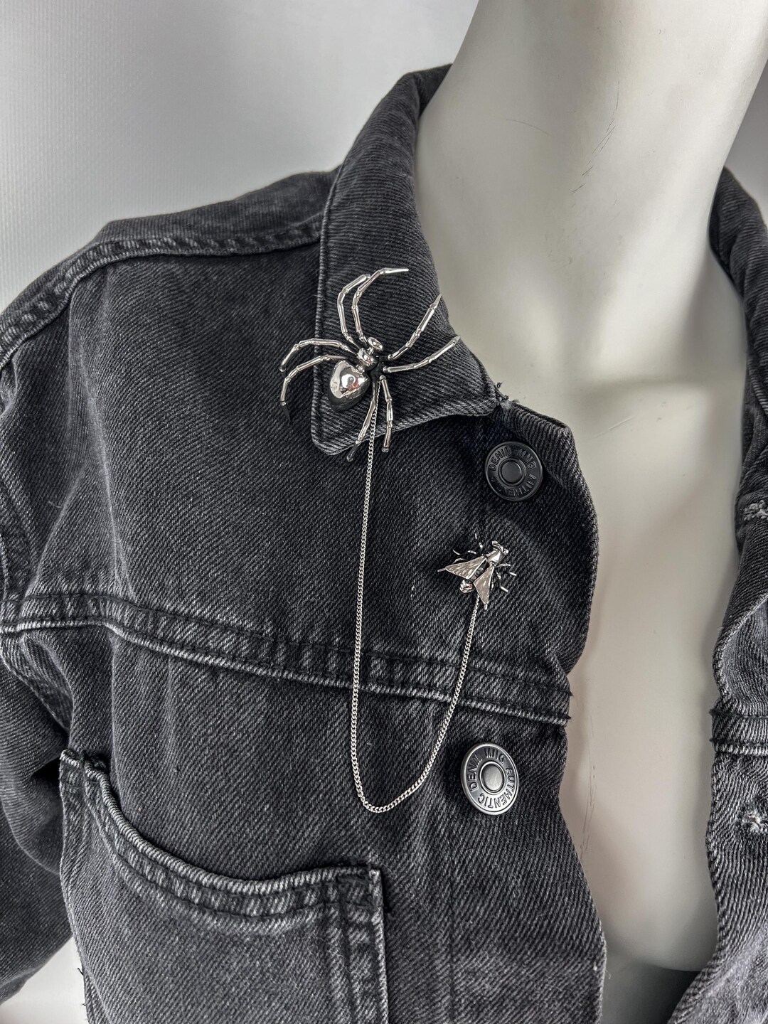 Set: 2 Pcs Forged Pin Brooches "spider and Housefly" Stainless Lapel ...