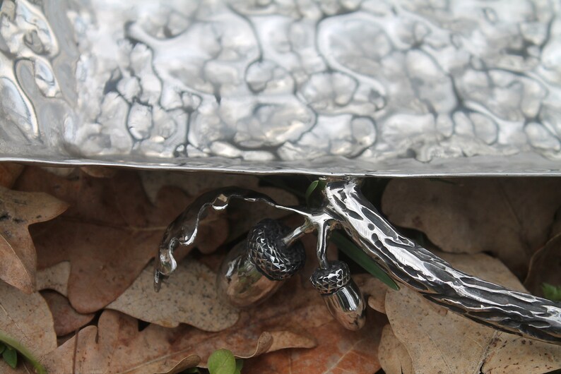 Acorn- Rectangular Hammered Serving Tray With Forged Handles - 18/8 ...