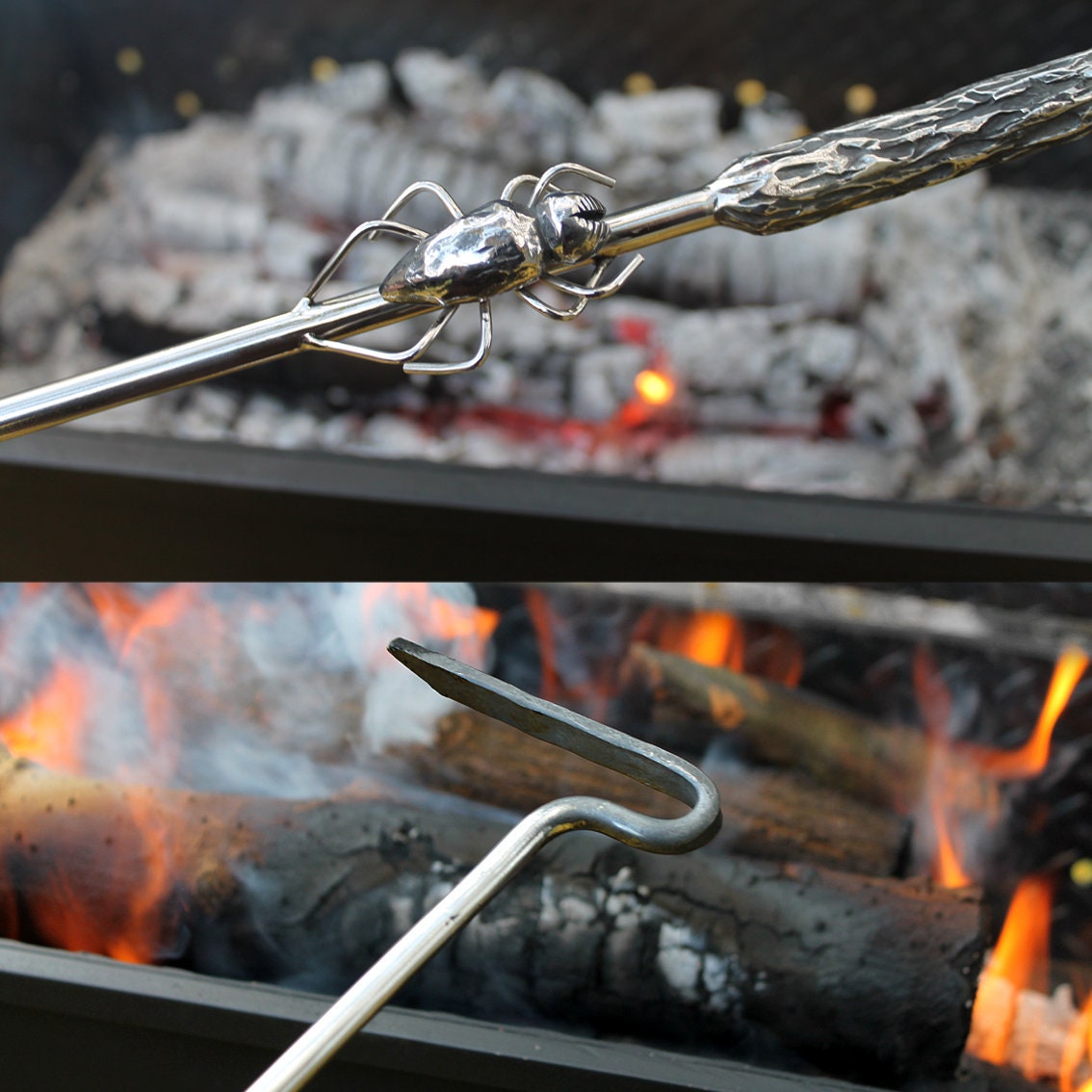 Hand Forged Fire Poker cobweb for Grill, Fireplace, BBQ Stainless Steel ...