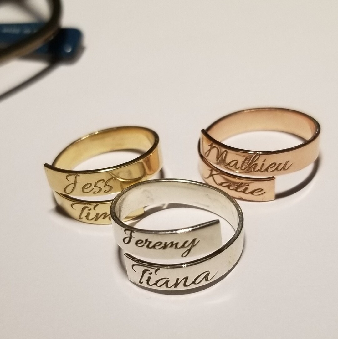 Engraved Double Name Ring Personalized Names Couples Names Two Name on ...