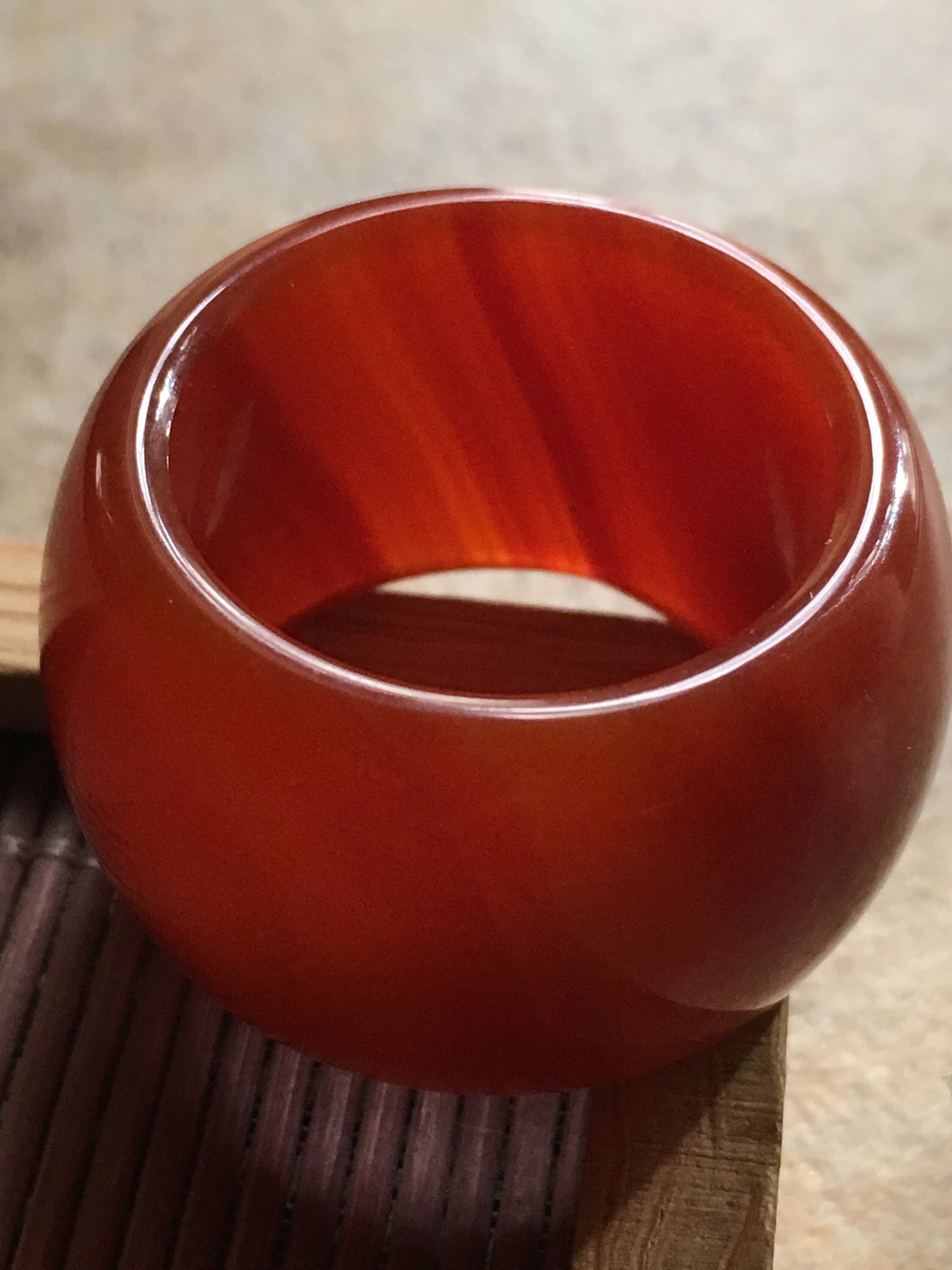 Sz12.5 Flames of Banded Orange Red Fire Agate Jade Band Thick Ring 8.4 ...