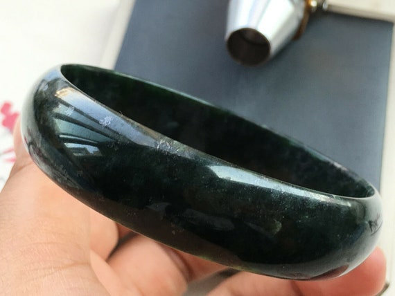 64mm or 59mm Dark Black Green Nephrite JADE Bracelet … - Gem