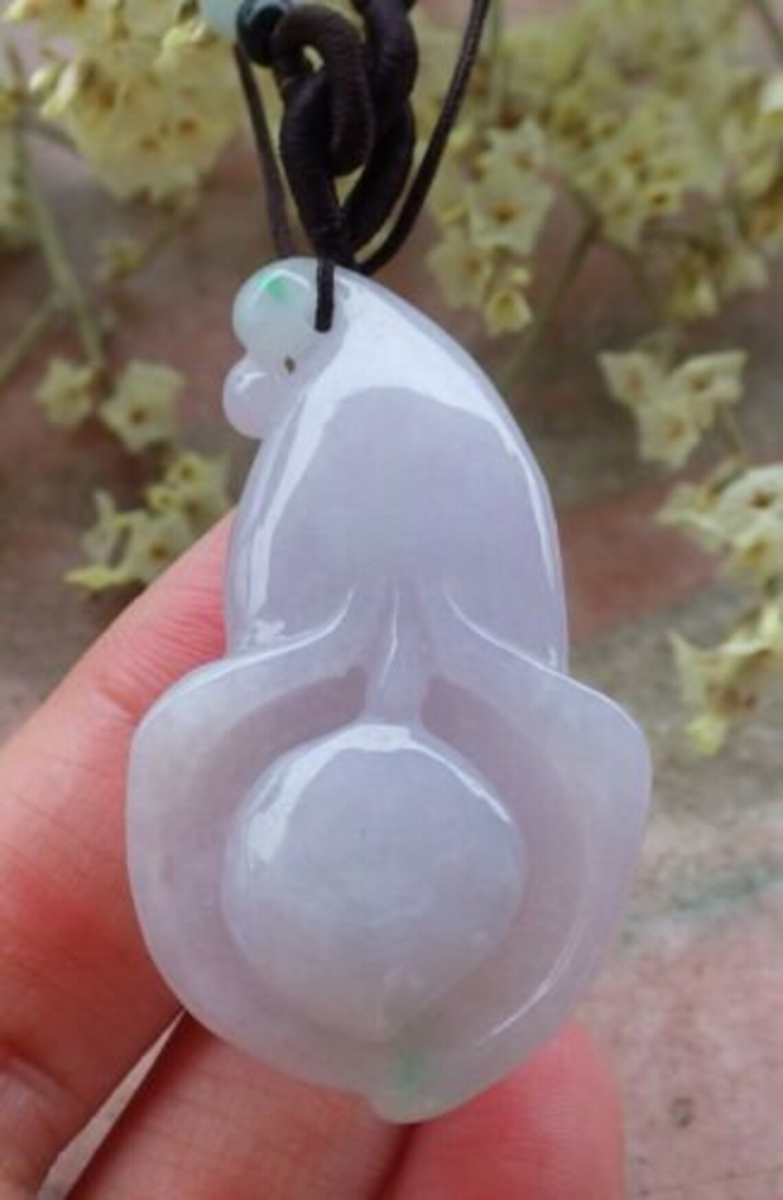 Lavender White Jadeite Jade Orchid Flower Necklace 271 | Etsy