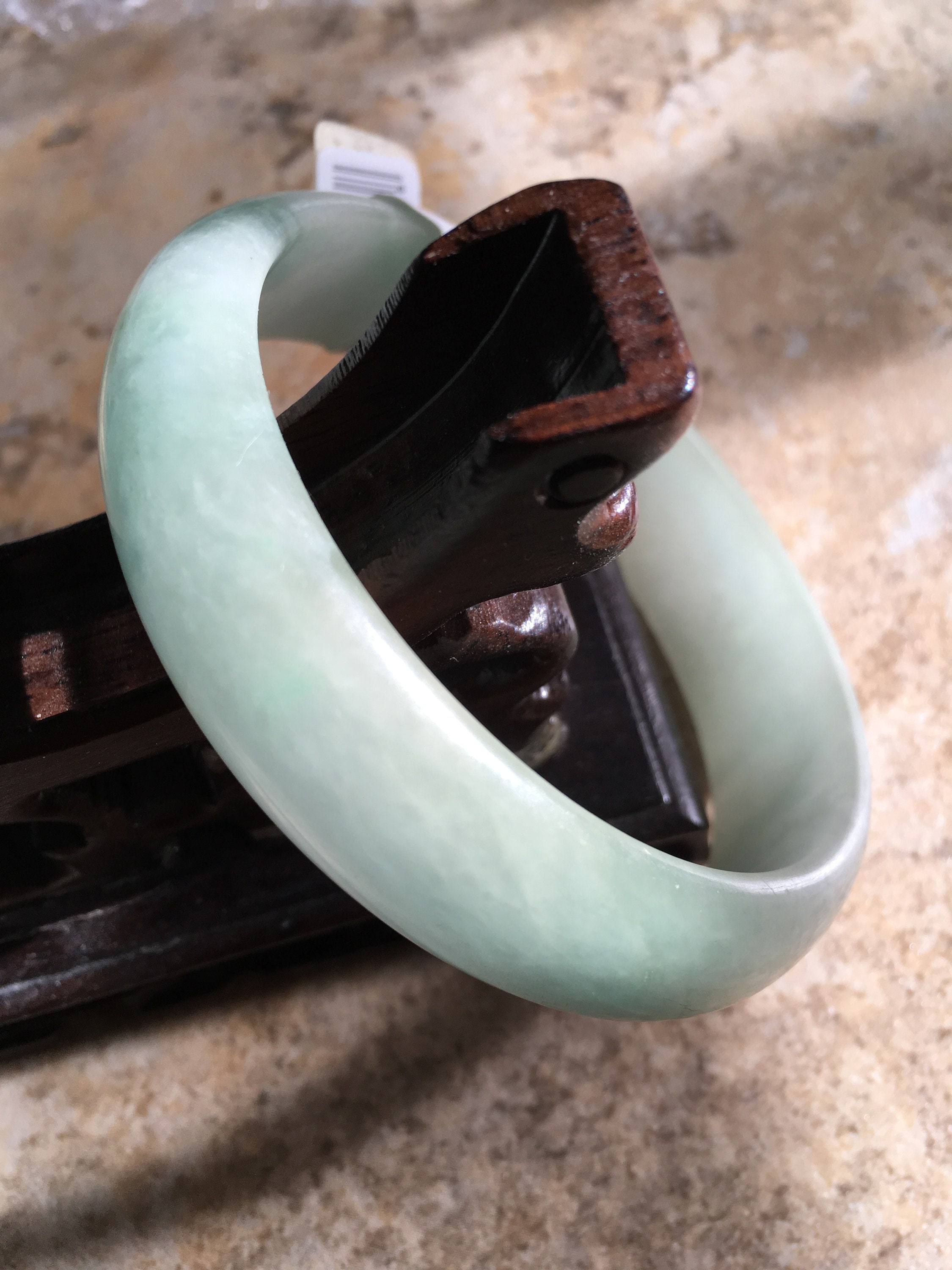 60mm Moss in Snow Green White Jadeite Jade Bangle Square Cut #142 293ct ...