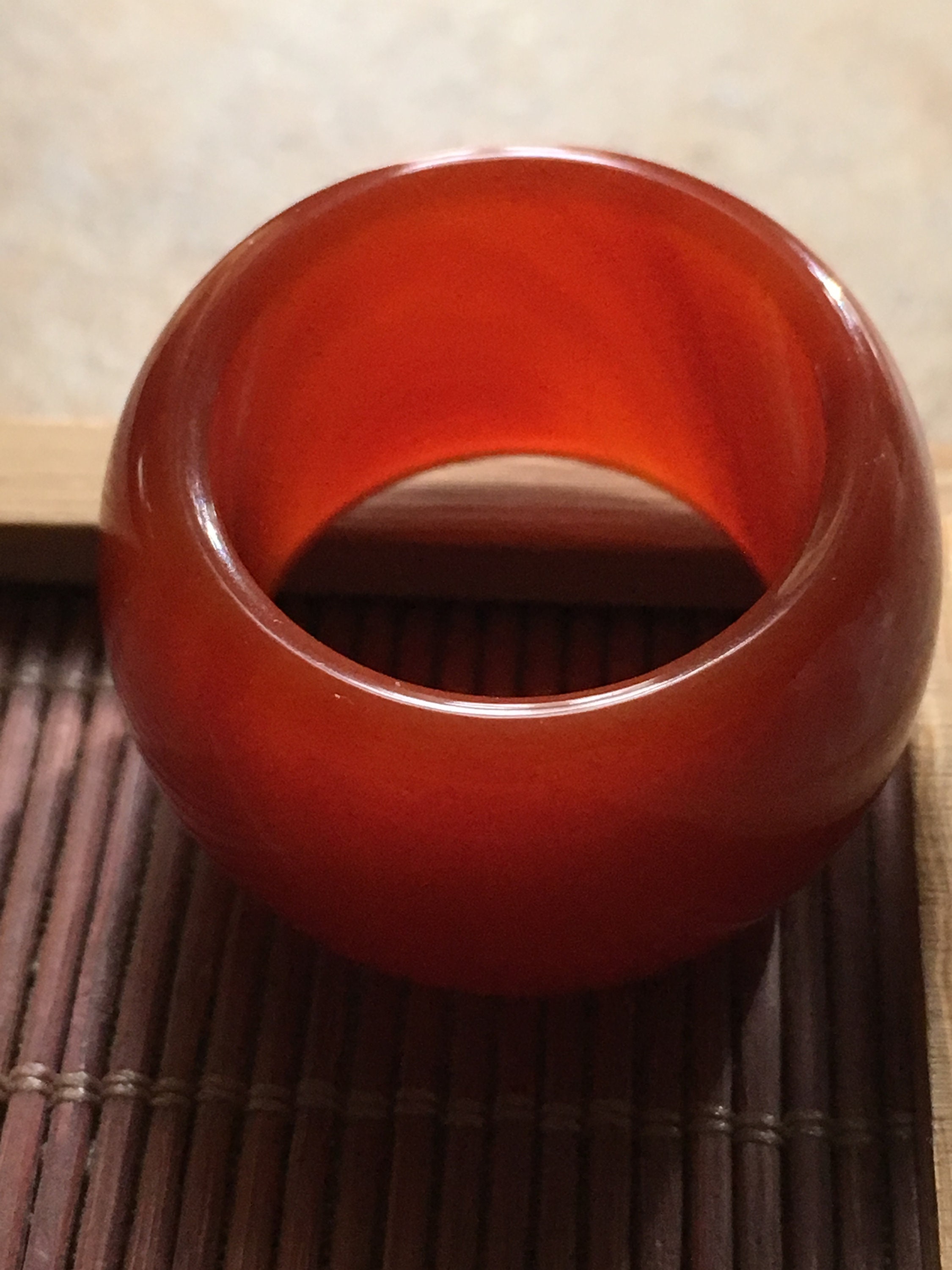 Sz12.5 Flames of Banded Orange Red Fire Agate Jade Band Thick | Etsy