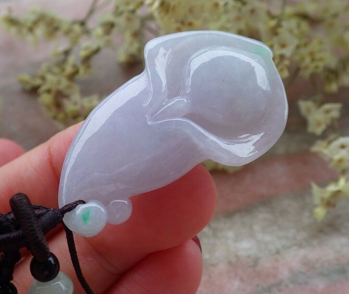 Lavender White Jadeite Jade Orchid Flower Necklace 271 | Etsy