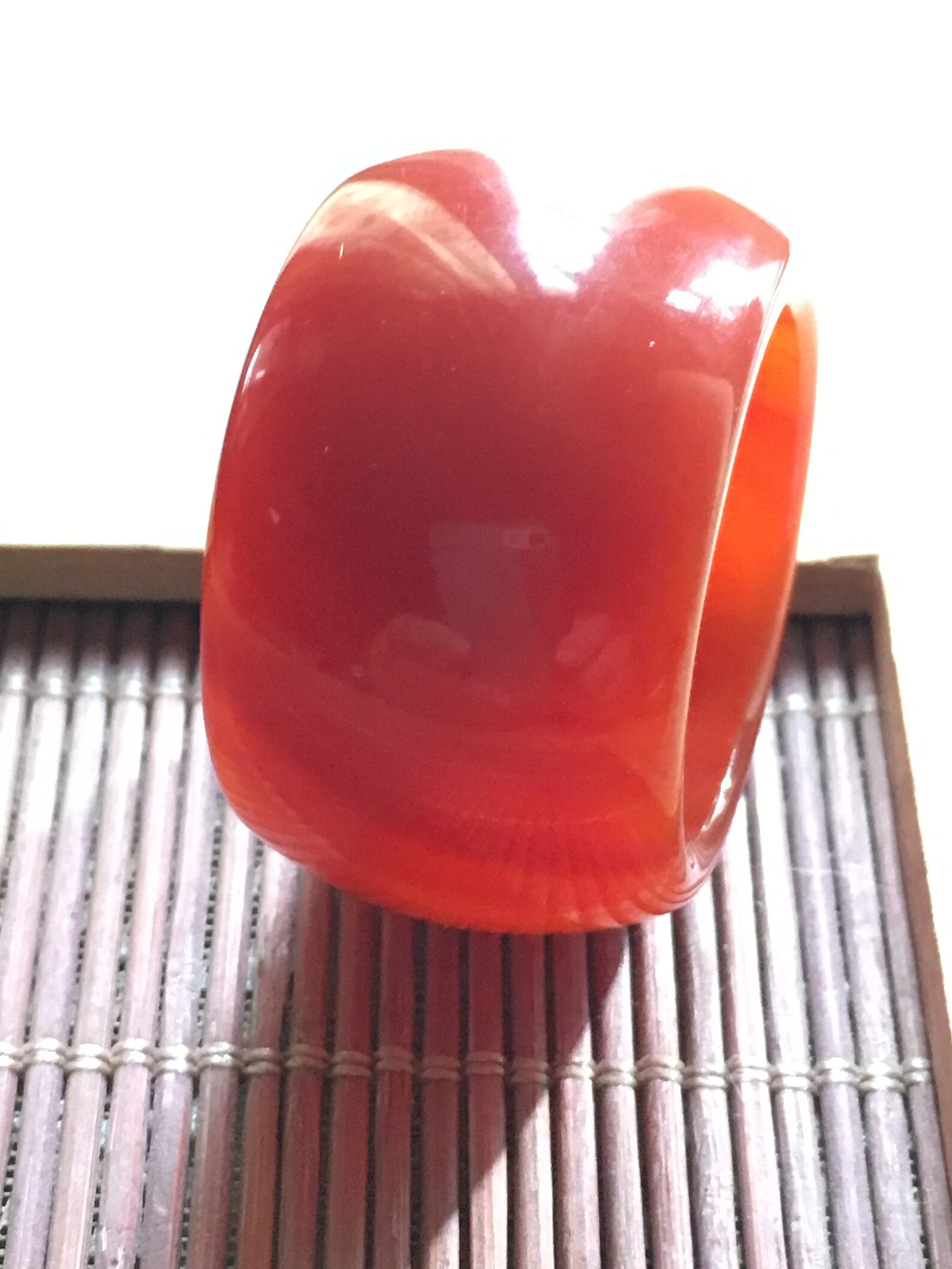 Sz12.5 Flames of Banded Orange Red Fire Agate Jade Band Thick | Etsy