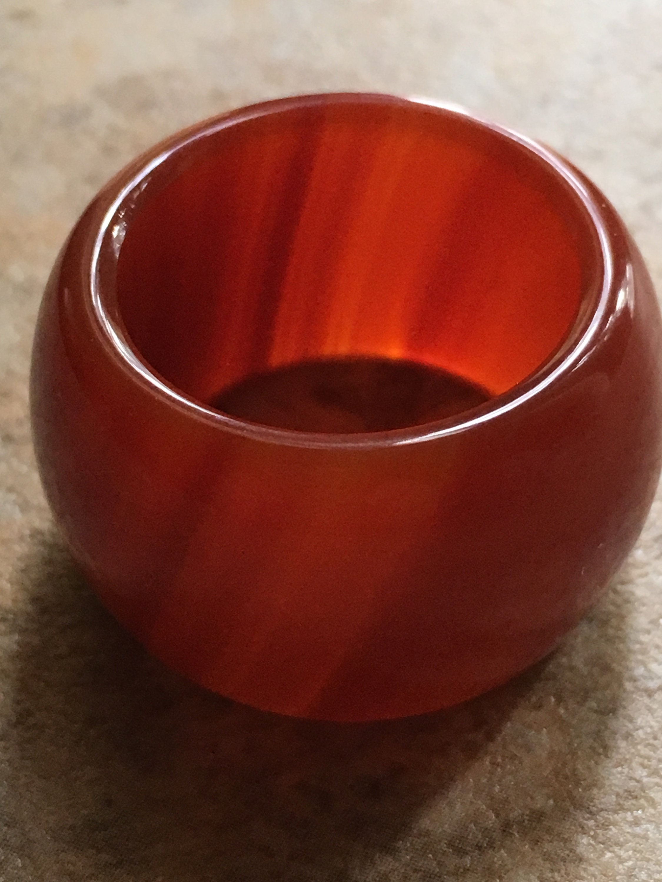Sz12.5 Flames of Banded Orange Red Fire Agate Jade Band Thick Ring 8.4 ...