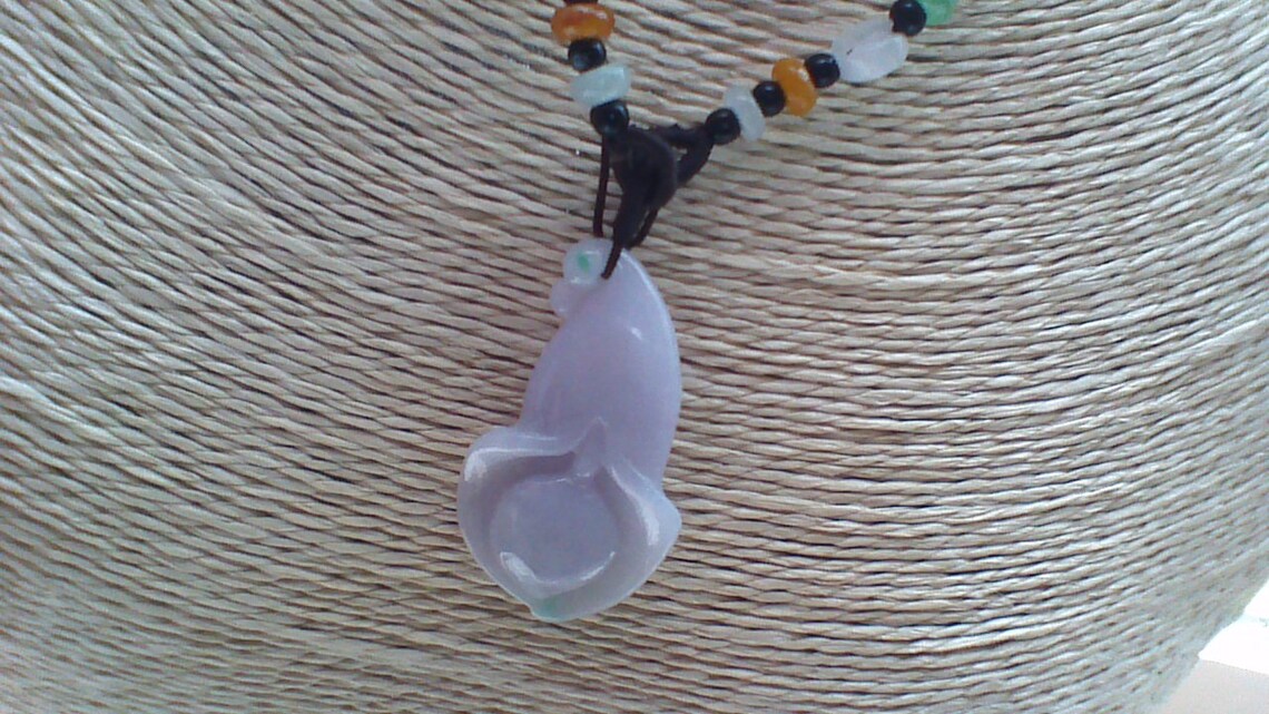 Lavender White Jadeite Jade Orchid Flower Necklace 271 | Etsy