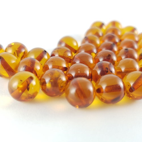 8 Mm Baltic Amber Beads / Round Amber Beads / Cognac Color / - Etsy