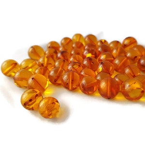 Baltic Amber Beads / Round Amber Beads / Honey Color / With Drilled ...