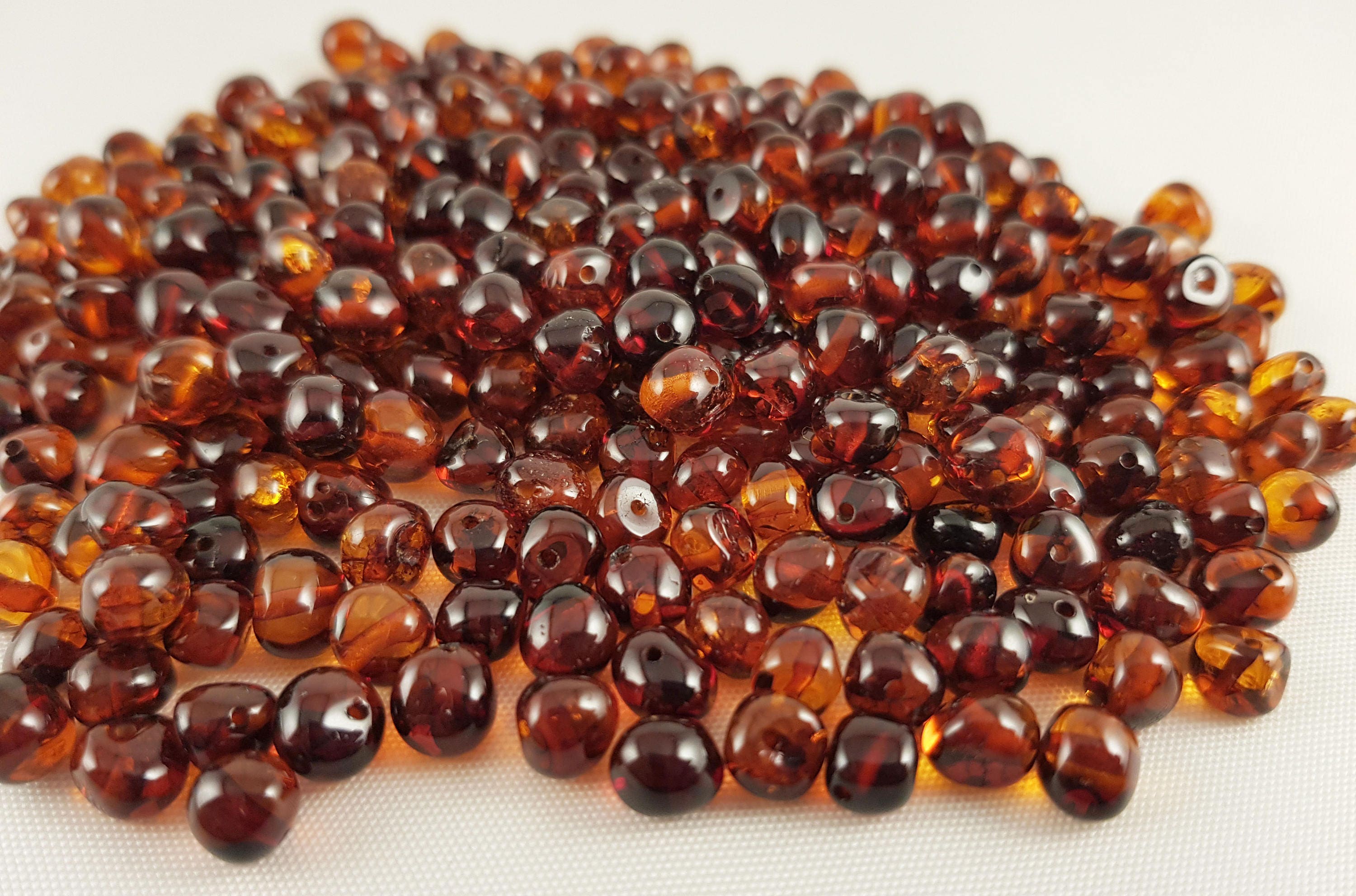 Baltic Amber Beads / Polished Amber Beads / Cognac Amber Beads | Etsy