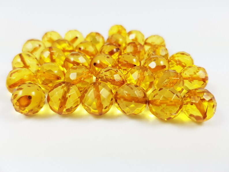 Baltic Amber Beads / Round 10 Mm Faceted Amber Beads / Honey | Etsy