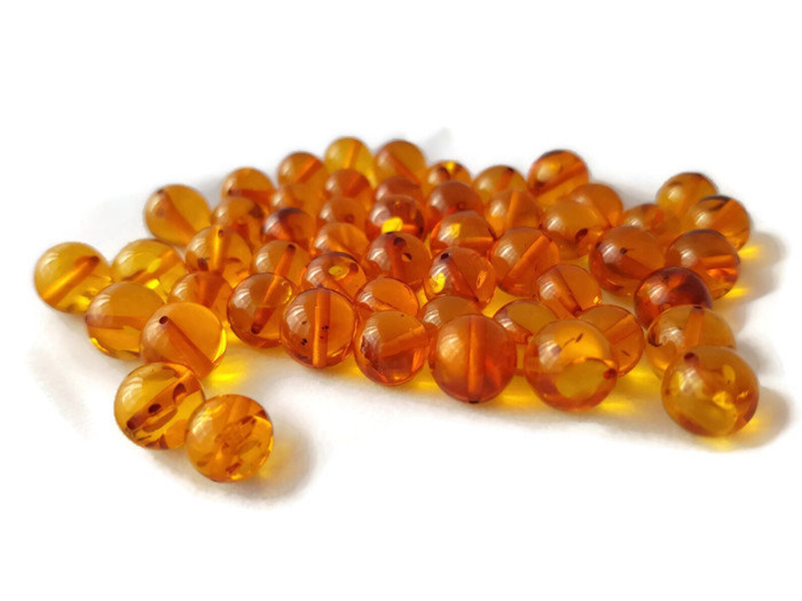 Baltic Amber Beads / Round Amber Beads / Honey Color / With - Etsy