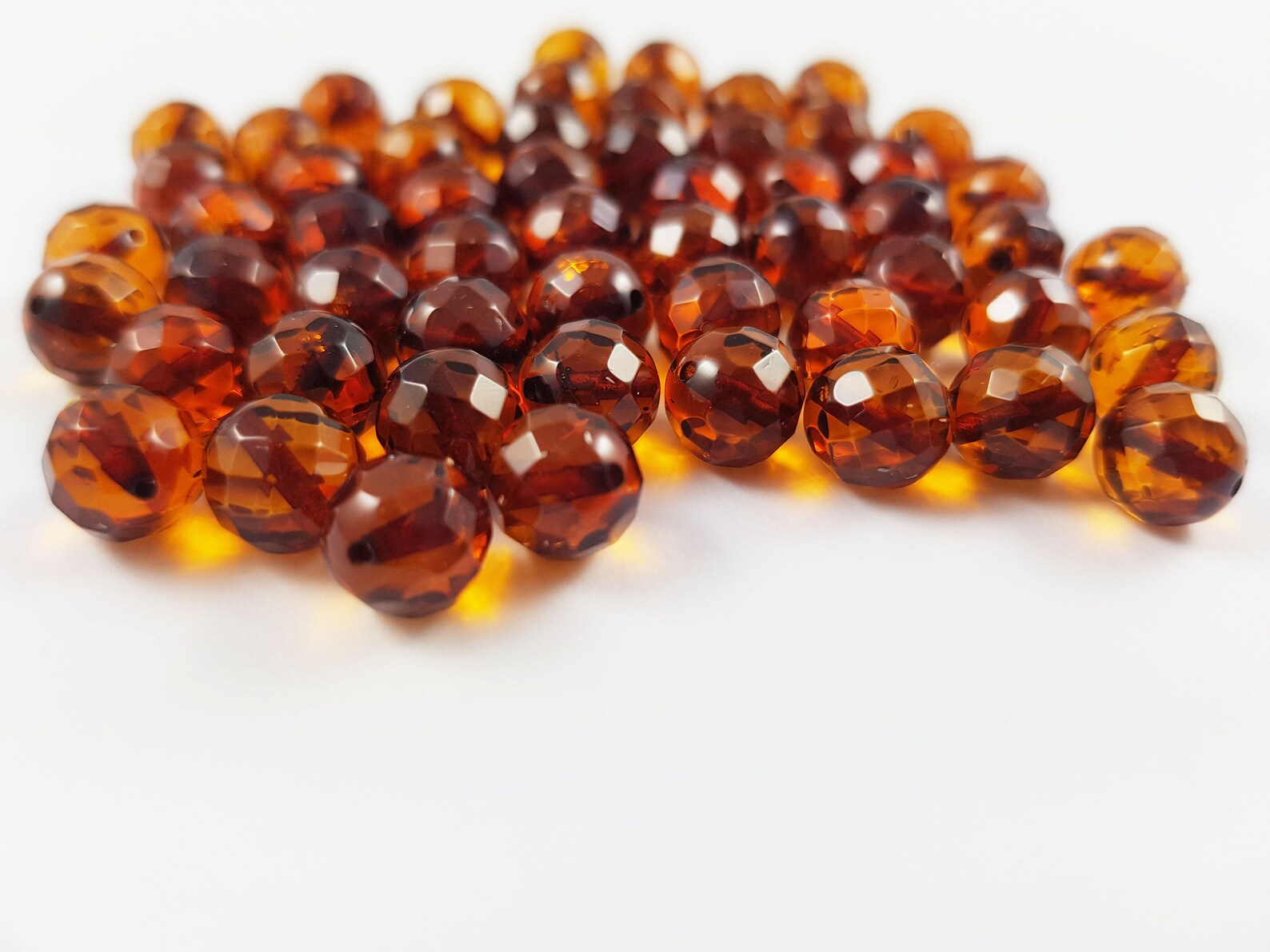 Baltic Amber Beads / 8 Mm Round Faceted Amber Beads / Cognac - Etsy