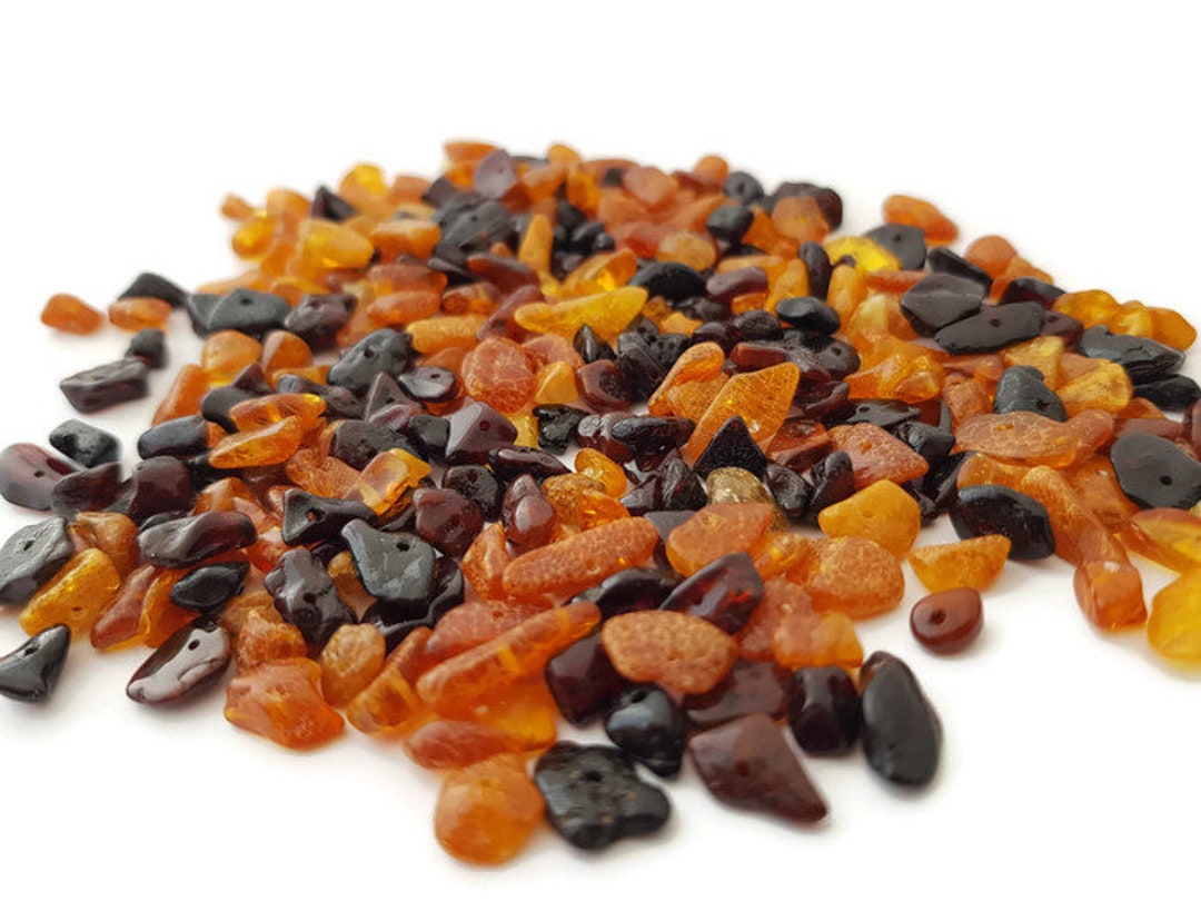 Baltic Amber Chips / Amber Beads / Polished Amber Chips / With Drilled ...
