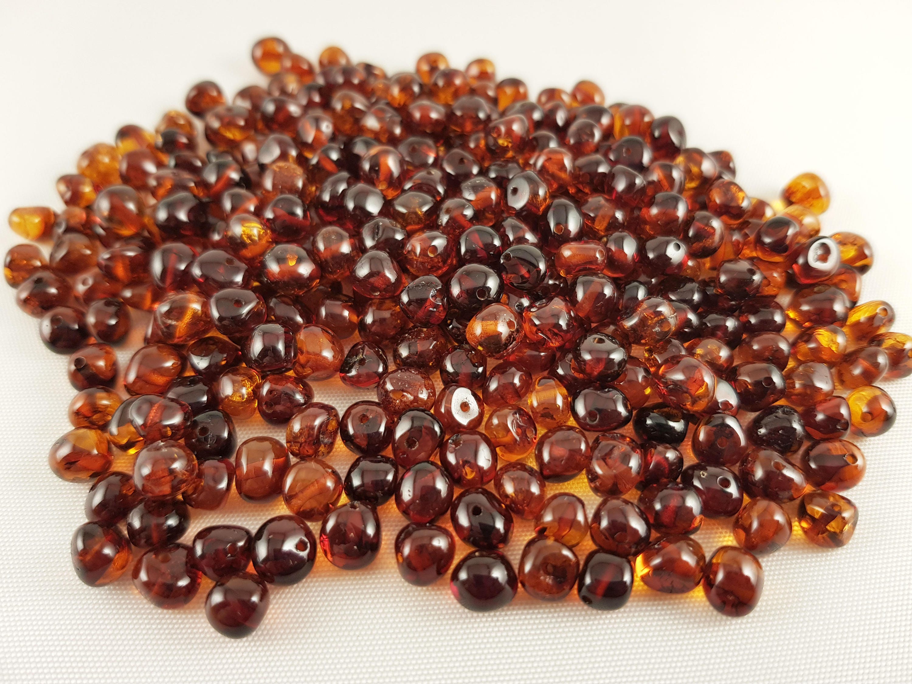 Baltic Amber Beads / Polished Amber Beads / Cognac Amber Beads | Etsy