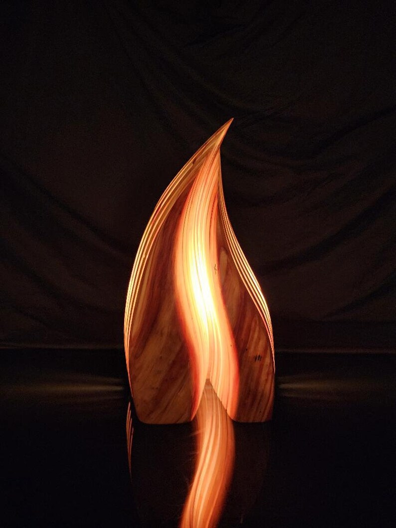 Flaming Box Elder Wood Lamp Masterpiece. Anthrakas Lampsi 2023 - Etsy