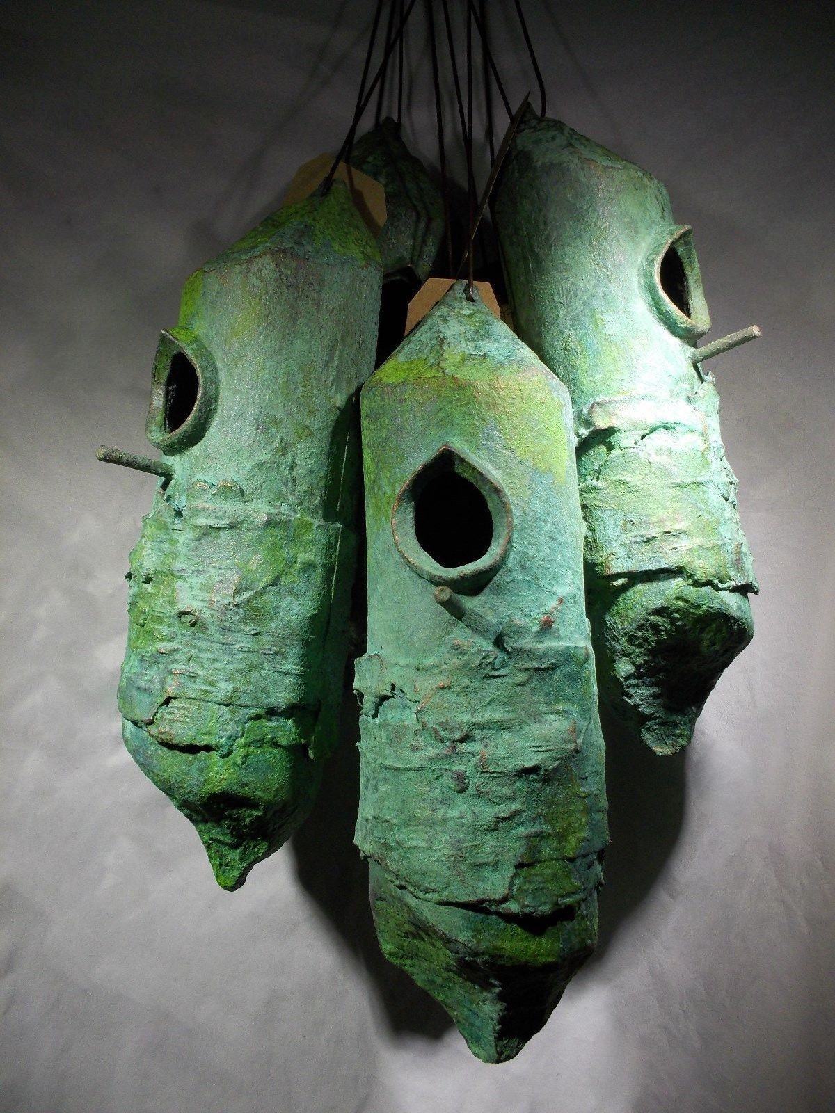 Bird House, Beaver Chewed Birch Log With Real Copper Patina - Etsy