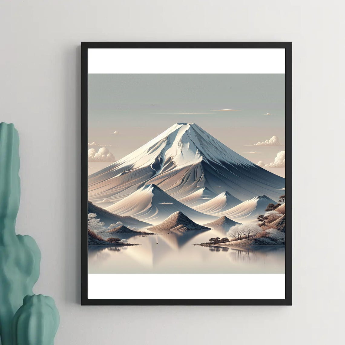 Serene Mount Fuji Reflection Print Tranquil Landscape Art Scenic Nature ...