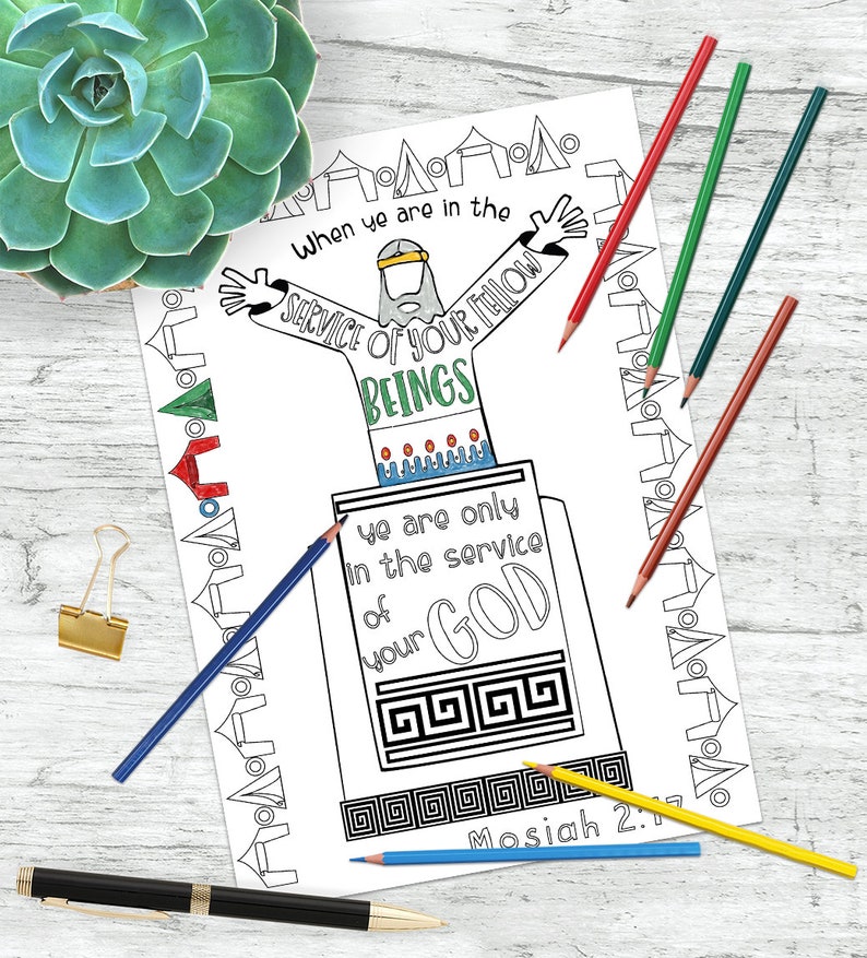 LDS Libro para colorear de Mormón Rey Benjamín - Etsy España
